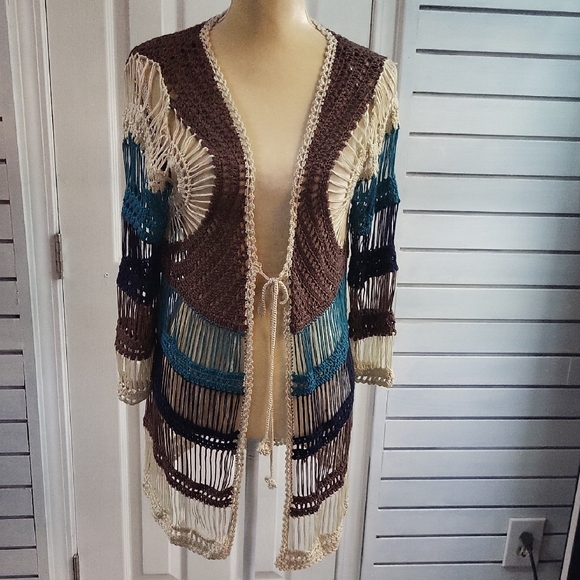 Willow & Clay | Sweaters | Willow Clay Boho Multicolor Openfront ...